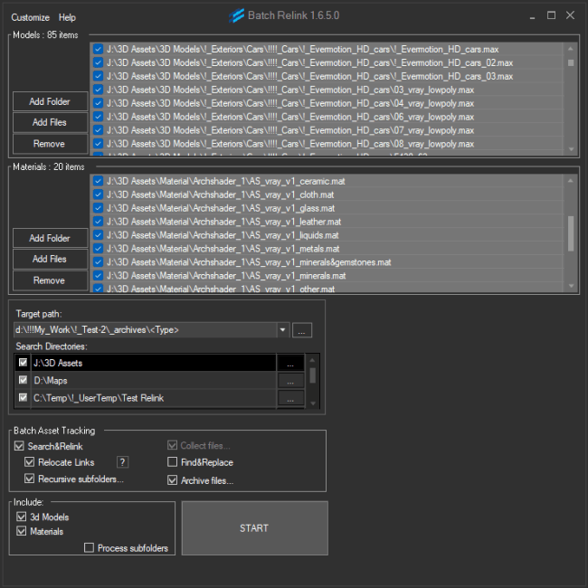 Batch Relink 3D Files (Application) | Kstudio - 3ds Max Plugins