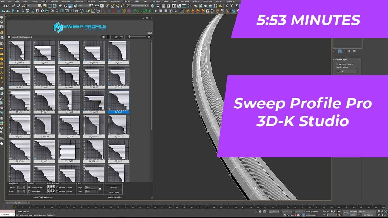 Sweep Profile Pro - a new tutorial from VizCourse | Kstudio - 3Ds Max Plugins