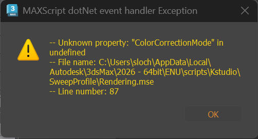 Getting MAXScript error with Sweep Profile in 3Ds Max 2026 | Kstudio Plugins: Support | Kstudio ...